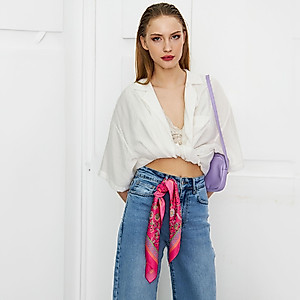 dscarf Womens Neck Scarf 21"x21" Small Square | Headband Scarf Ethnic Bandana Head Scarf Flowering Breathable Lightweight (Flowering Design 2)