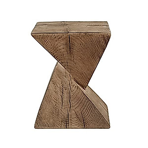 Ball & Cast Faux Wood Stump End Table Concrete Accent Side Table MgO Sofa Table Stand Stool, Natural Set of 1