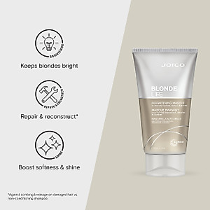 Joico Blonde Life Brightening Masque | For Blonde Hair | Instant Hydration | Neutralize Chlorine & Detoxify Hair | Add Softness & Smoothness | Sulfate Free | With Monoi & Tamanu Oil | 5.1 Fl Oz
