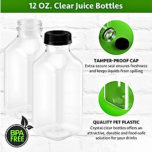 12 oz Plastic Bottles With Lids | Clear Water Bottles | BPA Free Reusable Bottles With Lids | Empty Bottles For Juice | Plastic Clear Empty Plastic Bottles With Caps for Smoothie Pack of 20