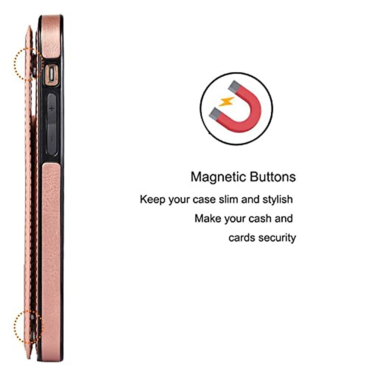 JOYAKI Wallet Case Compatible with iPhone 13 Pro Max,Slim Protective case with Card Holder,PU Leather Kickstand Card Slots Case with a Free Screen Protective Glass for iPhone 13 Promax(6.7")-Rose Gold