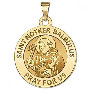 PicturesOnGold.com Saint Notker Balbulus Religious Medal - 2/3 Inch Size of Dime, Sterling Silver