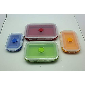 Sailing Elegant Collapsible Silicone Lunch Box/Container, Super Convenient Stackable Food Storage Containers, Material Safe (Set of 4, Multi)