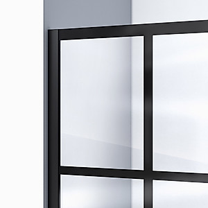 DreamLine Unidoor Toulon 34 in. D x 52 in. W x 72 in. H Frameless Hinged Shower Enclosure in Satin Black, SHEN-2434520-89