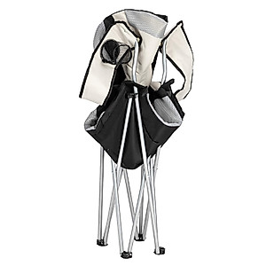 Vasitelan Outdoor Camping Chair with Back Support, Padded Lawn Chairs Folding Arm Chair with Bag, Cup Holder