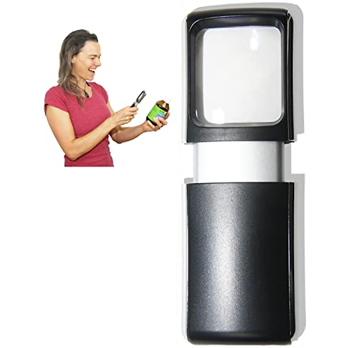 EASY MAGNIFIER Small-Magnifying-Glass With LED-Light 3x Lighted-Pocket Hand Held Lighted Magnify Glasses For Close Work Reading Books Pill Bottles; Mini Lens For Visually Impaired A Low Vision Aid