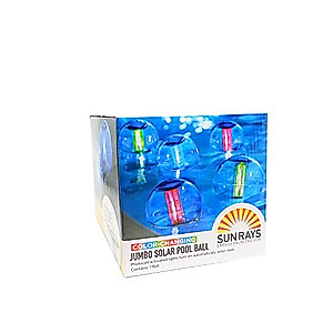SunRays Jumbo Solar Color Changing Swimming Pool Lighting Ball, 6.5 inches Diameter –Floating or Hanging Light for Pool Hot Tub Garden Outdoor Landscape