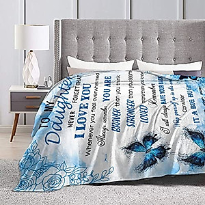 Daughter Gift Blanket - to My Daughter Gifts from Mom, Butterfly Blanket Soft Flannel Throws Blankets Birthday Anniversary Present 60x50 Inch