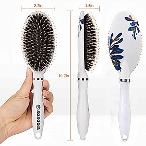 Hair Brush, Boar Bristle Hair Brushes for Women Kids Thick Curly Wet Dry Hair, Smoothing Detangling Hairbrush Adds Shine and Improves Hair Texture, Hair Comb and Giftbox Included