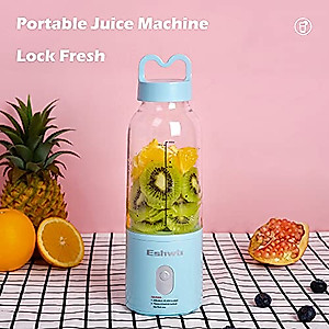 Eshwb Portable Blender,Personal Blender for Shakes and Smoothies, Mini Blender USB Rechargeable with 6 Blades, Handheld Blender for Sports Travel and Outdoors (Blue)