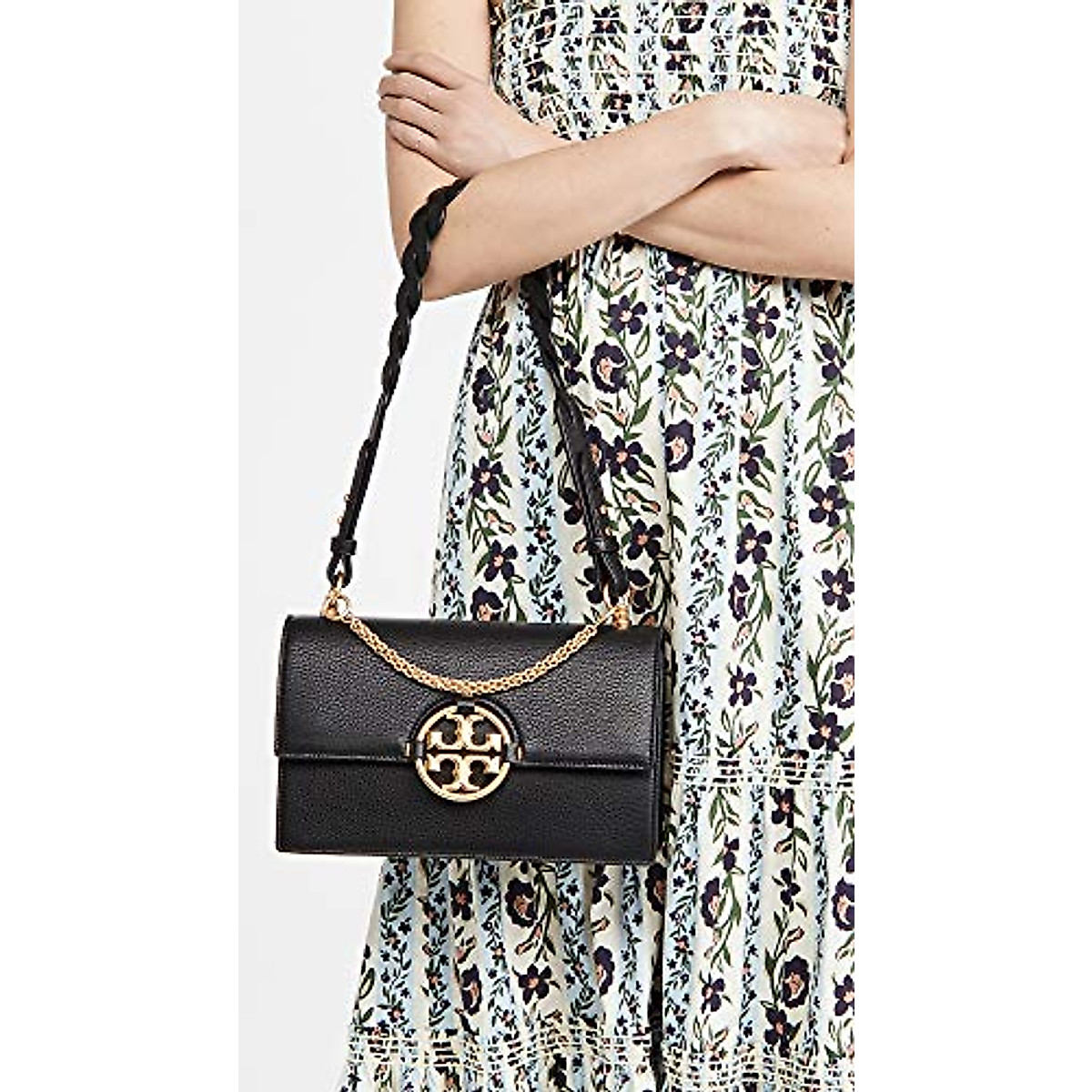 Tory Burch Women's Miller Metal Convertible Shoulder Bag, Black, One Size