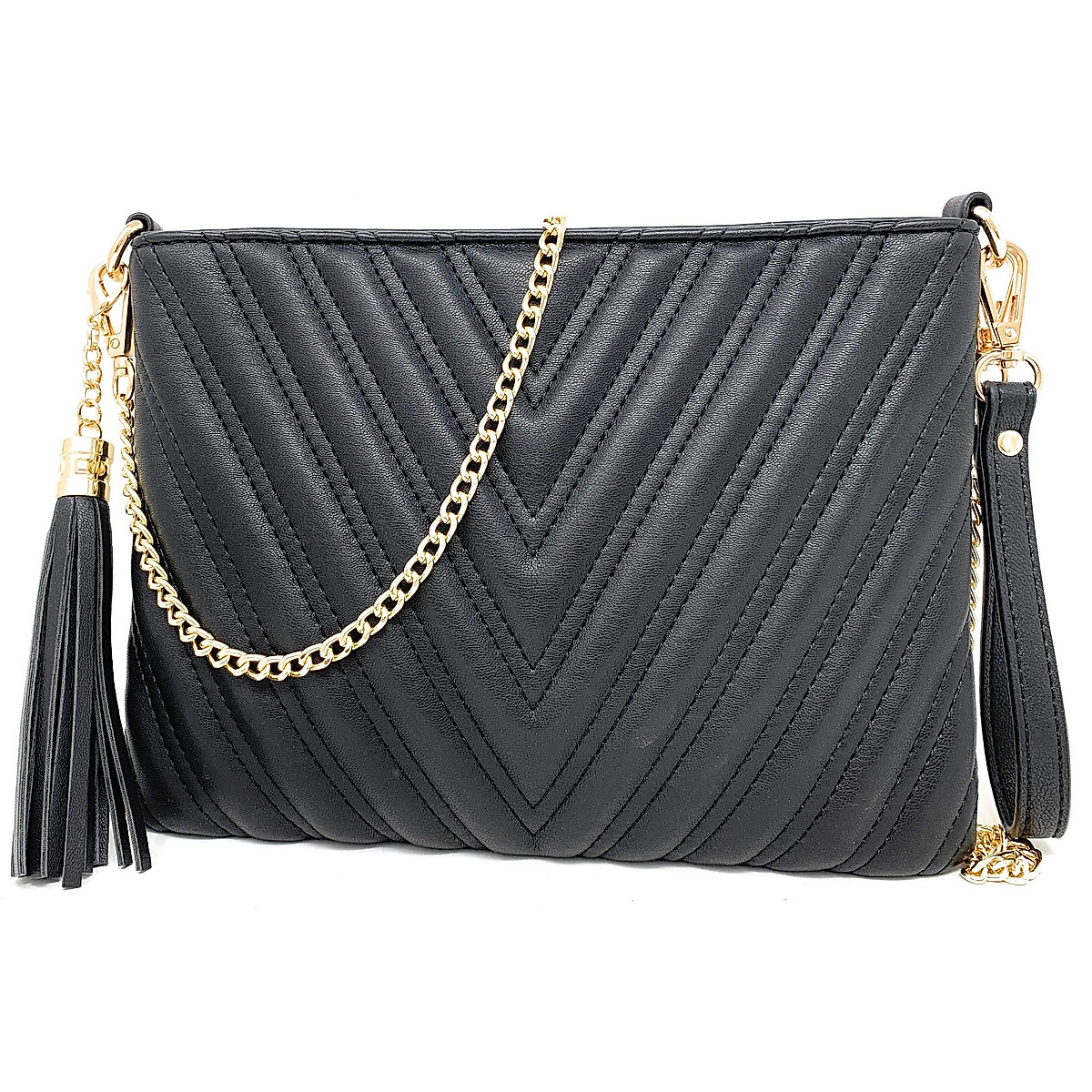 lola mae Women's Wristlet Handbags Simple Quilted Small Clutch Crossbody Bag