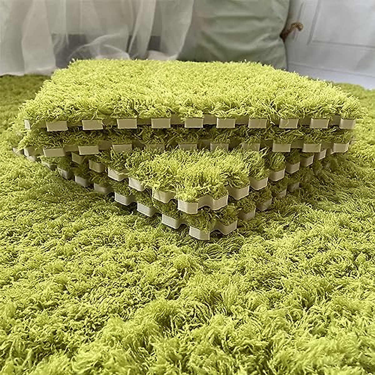 12x12 Inch Interlocking Carpet Tiles,30 Pieces Plush Foam Floor Mat, Keep Warm,Non-Slip,Bedroom,Playroom,Parlor,30 Sq.ft.(Color:Purple)