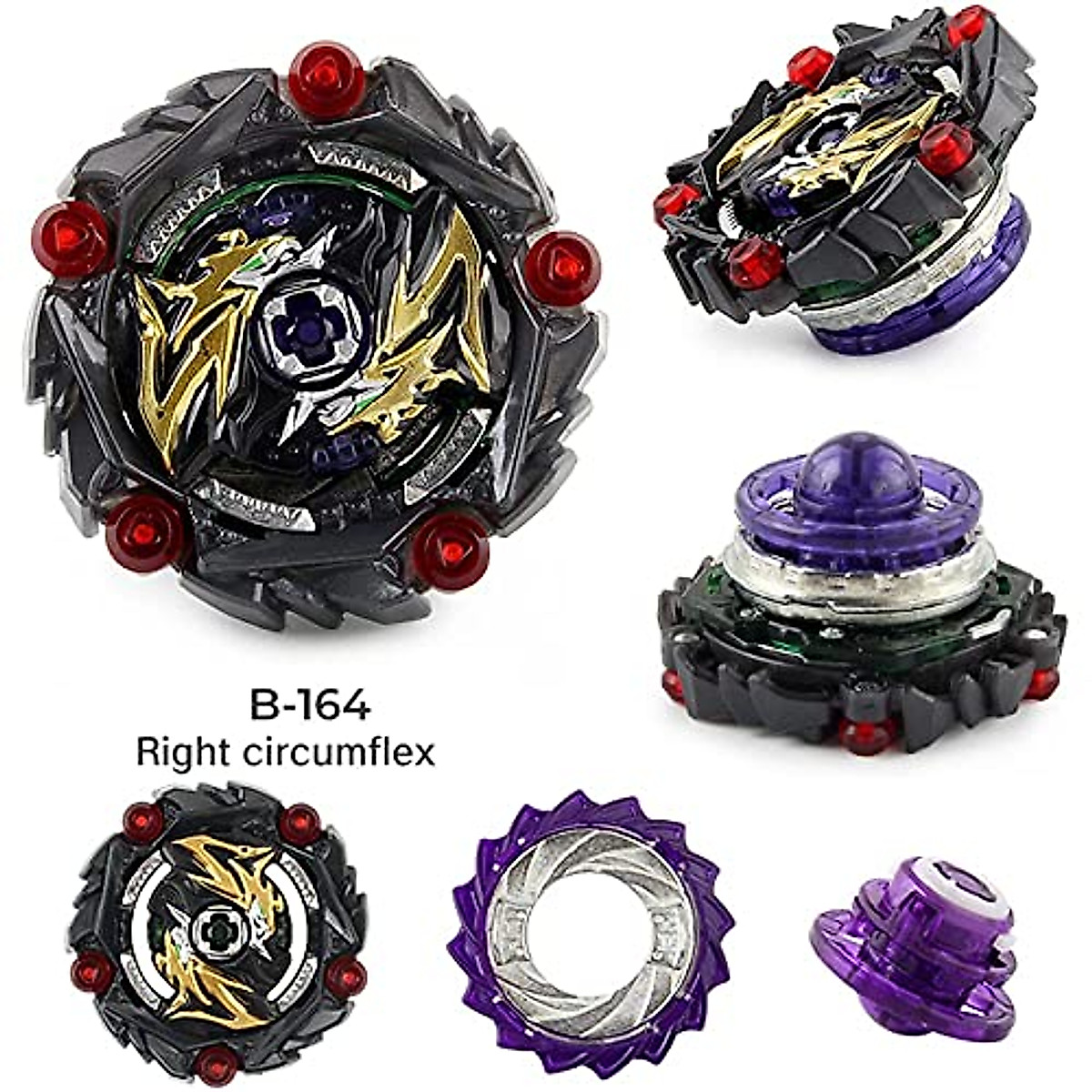 JIMI Bey Battling Top Blade Battle Set, 6 Burst Spinning Tops 1 Launcher Grip Starter Combat Game, Toy Gift for Kids Boys Ages 6 7 8 9 10 11 12+