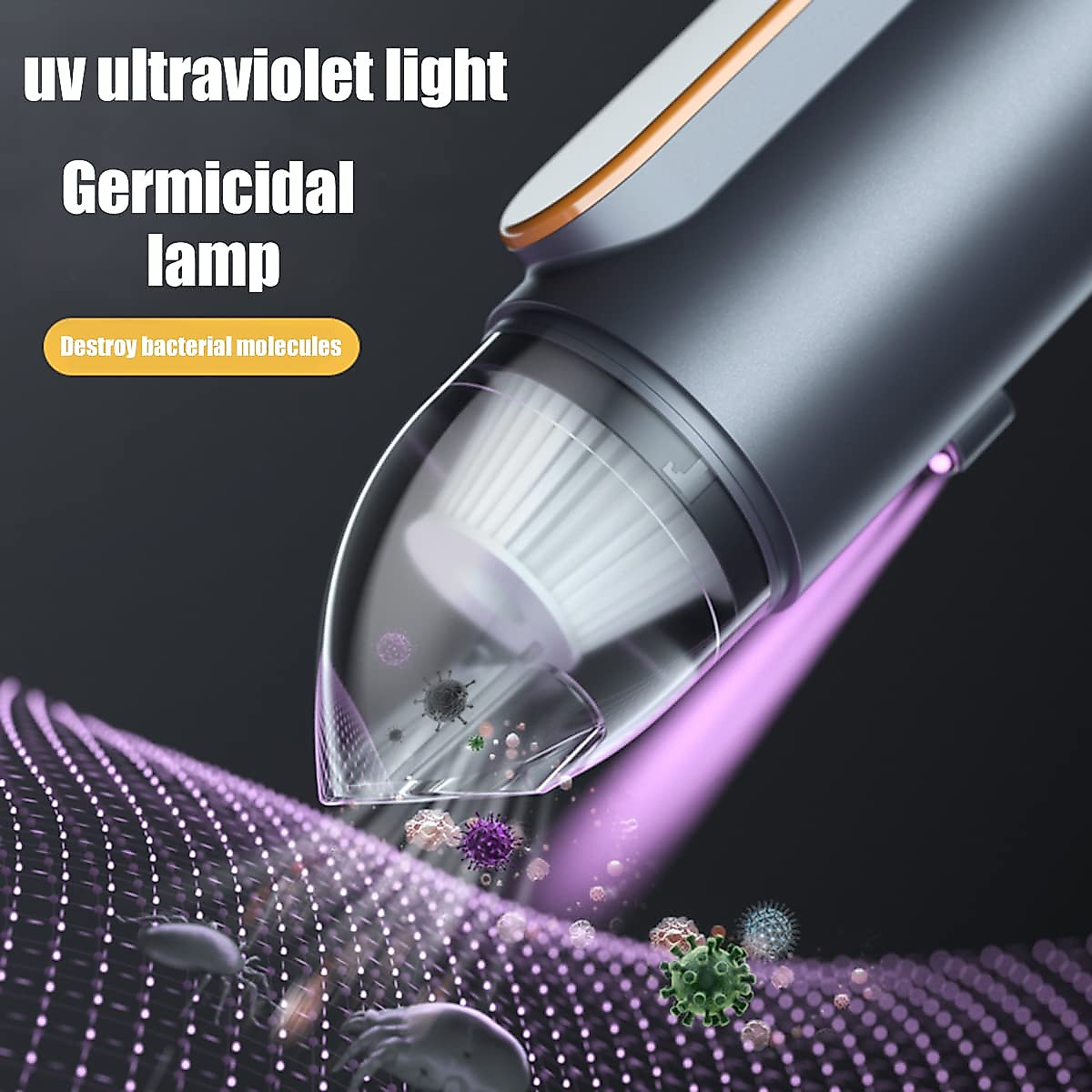 Tkkfipa Handheld Vacuum Cleaner Cordless - Vacuuming Home Dust Rechargeable High Power, Mini Vacuum Cleaners Lightweight Pet Hair Small Vac Buster for Vehicle Kitchen, dust Buster Grey+Orange