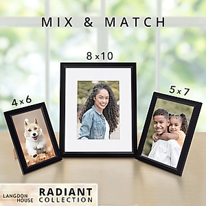Langdon House 4x6 Black Picture Frame, Modern w/Beveled Accent, Tabletop Easel Included, Radiant Collection