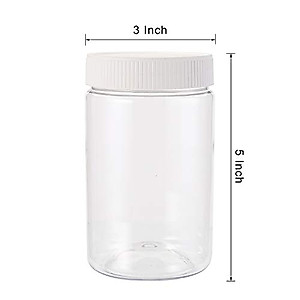 Tebery 16 Pack Clear Plastic Jars Bottles Containers 16oz Juice Bottles Water Bottles with White Ribbed Lids for Juicing, Smoothies, Kombucha, Tea, Milk Bottles, Homemade Beverages Bottle