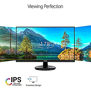 ASUS 27” 1080P Monitor (VA27DCP) - Full HD, IPS, 75Hz, USB-C 65W Power Delivery, Speakers, Adaptive-Sync/FreeSync, Eye Care, Low Blue Light, Flicker Free, VESA Mountable, Frameless, HDMI,Black