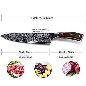SanCook Chef Knife Kitchen Knife 8 Inch Sharp Professional Knife, Chefs Knife German High Carbon Stainless Steel 4116 Knives with Ergonomic Handle Chef Gifts for Christmas
