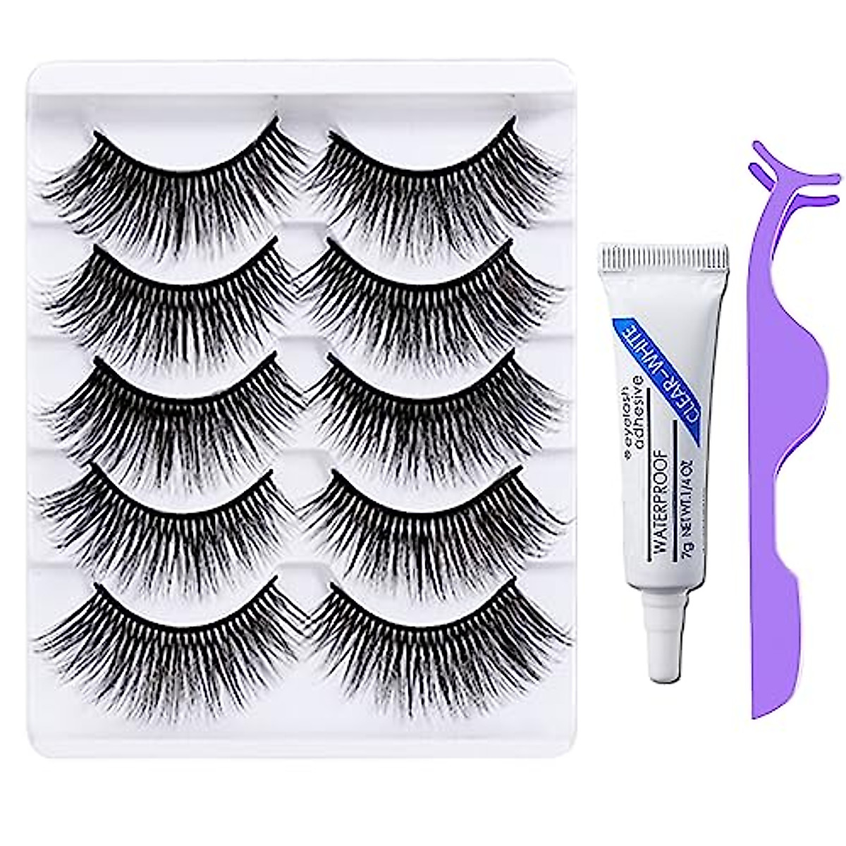 Lashes that Look Like Extensions, Strongly Adhesive Fake Eyelashes, Eye Lashes Sets Pack Natural Look, Cat Eye Wispy Lashes Set , Lash Extension Kit for Self Application, Volume Lash Strips, Lash Clusters with Glue & Tweezers