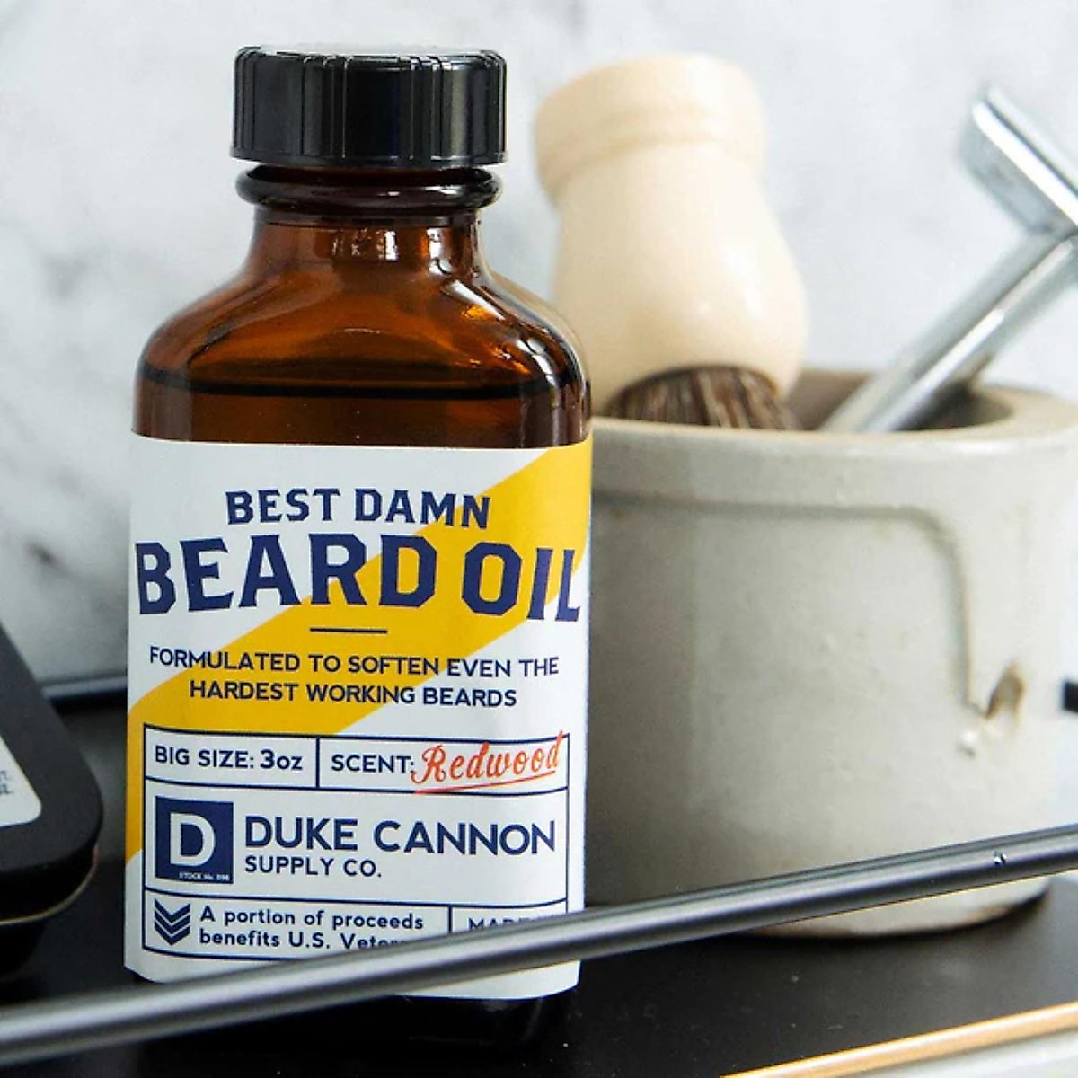 Duke Cannon Supply Co. Busch Beard Oil, 3oz, Sandalwood Scent - Softening, Conditioning Beard Oil Made With Busch Beer