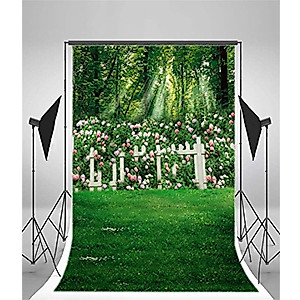 AOFOTO 6x9ft Romantic Garden Photography Studio Background Wedding Backdrop Spring Flowers Fence Meadow Grassland Girl Lovers Baby Kid Toddler Artistic Portrait Forest Photoshoot Props Video Drape