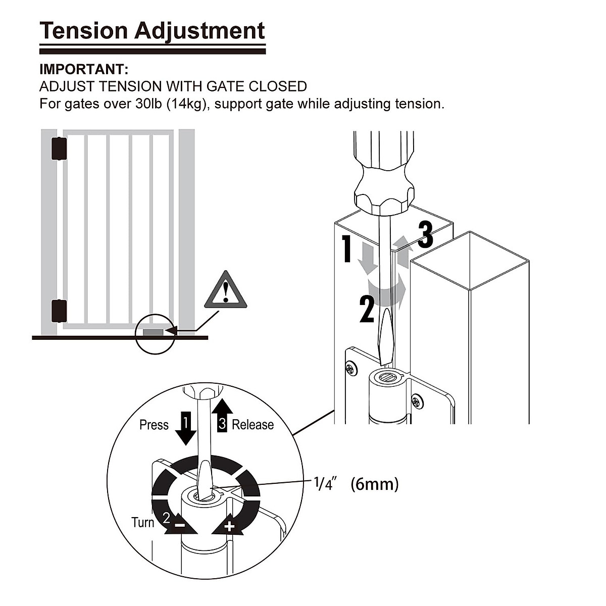 Gudwells Aluminum 5 3/4” Self Closing Metal Safety Gate Hinge for Residential Pool Safety Gate Aluminum Vinyl Iron Wood Gate, Self Closing Force Adjustable Spring Hinges (Sold as a Pair)