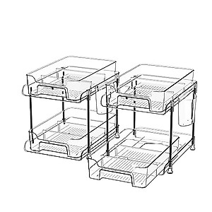 Mezdbrud Bathroom Organizer, Bathroom Counter Organizer 2 Tiers Clear Under the Sink Organizer Kitchen Organizers Storage Pull Out Cabinet Organizer Makeup Organizer for Vanity Perfume Tray (2 Tiers)