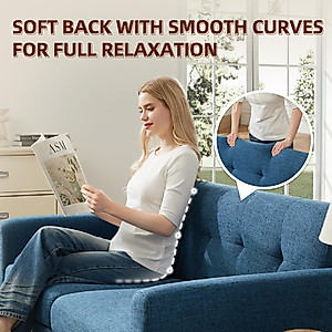 Tbfit 65" W Loveseat Sofa, Mid Century Modern Decor Love Seat Sofas and Couches for Living Room, Button Tufted Upholstered Small Couch for Bedroom, Solid and Easy to Install Love Seats Furniture, Blue