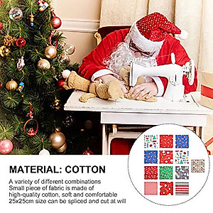 ARTIBETTER Quilted Fabric 13pcs Xmas Patchwork Fabric Christmas Santa Snowman Reindeer Elk Pattern Square Cloth Bundle Holiday Sewing Craft Supplies for Children Kids Fabrics