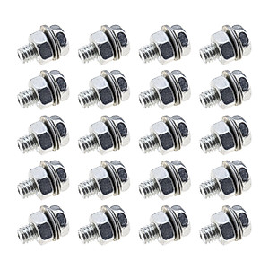 SING F LTD 20Pcs Bicycle Cable Anchor Bolts 6mm with Nuts and Washers for BMX Cross Bike Electric Bike Foldable Hybrid Kids Mountain Racing Trekking Bike Cycling Accessories Hex Head Screw