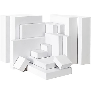 Moretoes 16 Pack Gift Boxes with Lids White Gift Boxes Bulk for Presents, Assorted Sizes for Wrapping Gifts, Bridesmaid Proposal Boxes 4-17 Inch Clothes Holidays Birthday Valentine's Day