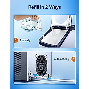Thereye Countertop Nugget Ice Maker, Pebble Ice Maker Machine, 30lbs Per Day, 2 Ways Water Refill, 3Qt Water Reservoir & Self-Cleaning, Stainless Steel Ice Machine for Home Office Bar Party