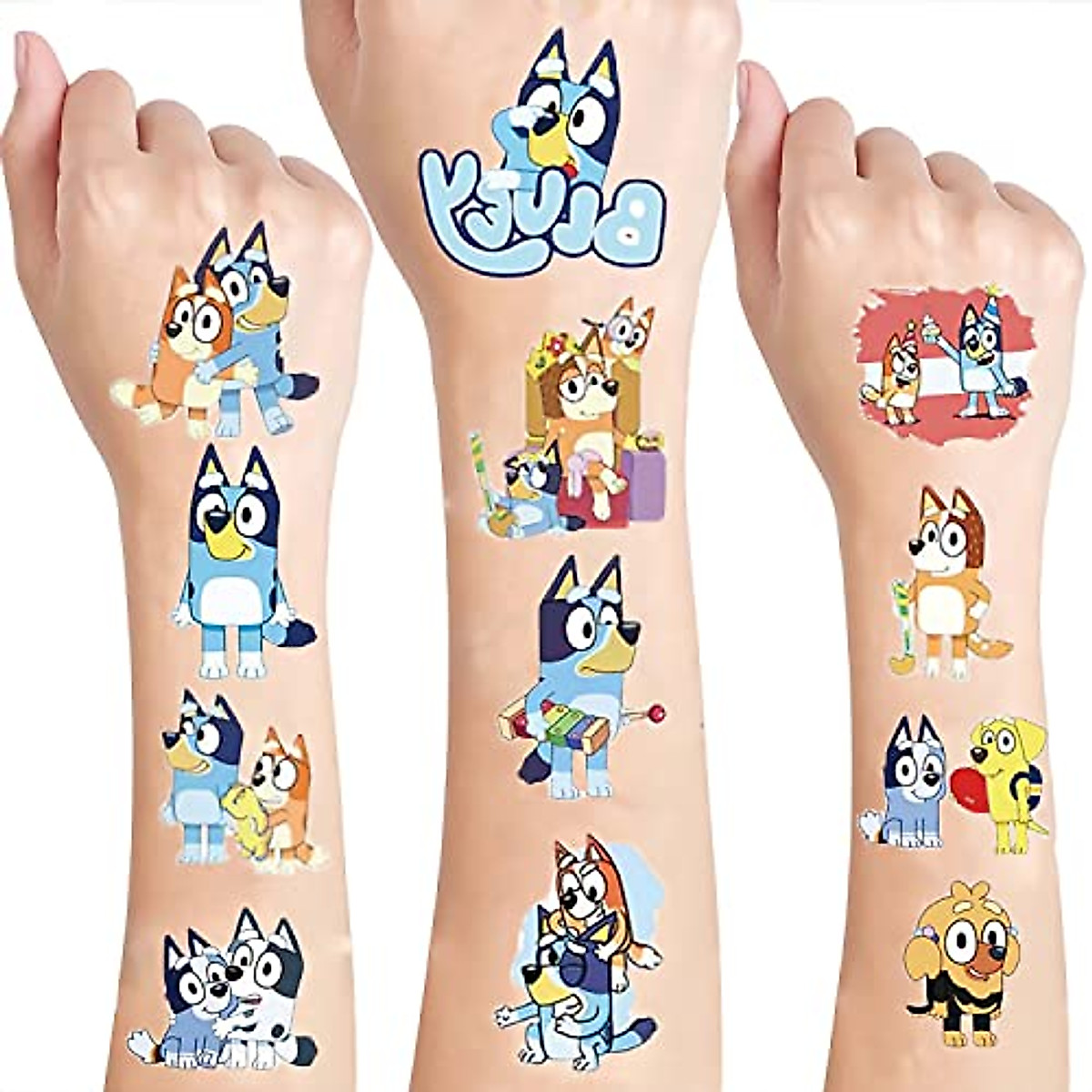 9 Sheets (189PC ) Blue-y Temporary Tattoos Stickers,Blue-y Birthday Themed Party Supplies Decoration Favors, Cartoon Tattoos Sticker Gift for Kids Boys Girls Home Activity Class Prizes Carnival Christmas Rewards