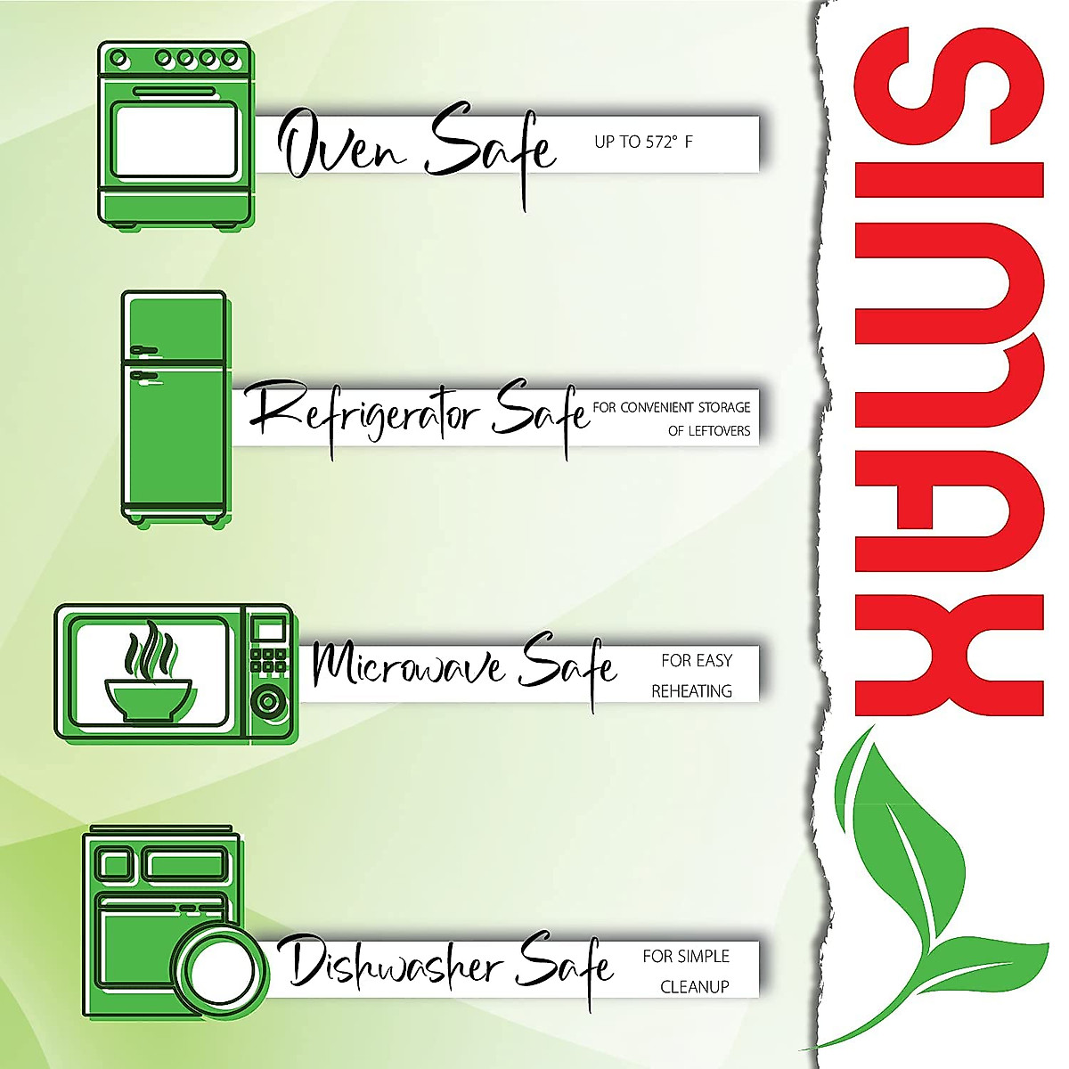 Simax Casserole Dish with Lid, Glass Casserole Dish, Holds 48 Oz (1.5 Quarts), Oven to Table Serving Dish, Microwave, Dishwasher, and Oven Safe Cookware