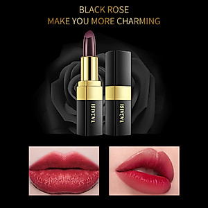 Lip Balm Lipstick, YACAISI Lip Stain Long Lasting Waterproof, Long Lasting Nutritious Lip Balm Lips Moisturizer Lipstick For Women (Black Rose)