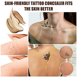 Tattoo Cover Up Makeup Waterproof,Tattoo Concealer For Dark Spots, Scars,Birthmarks Vitiligo,Scar Cover Up Makeup Waterproof,Tattoo Cover-Up Makeup,Body Makeup Cover for Men and Women (2x30ml)