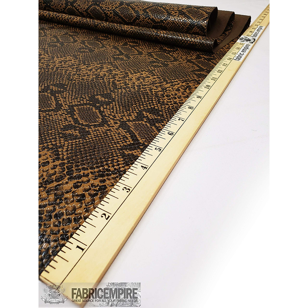 Vinyl Fabric Embossed Texture Rattlesnake Fake Leather Sold by The Yard (Sand Brown)