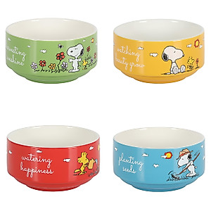 Peanuts Snoopy 4 Pack Stackable 5.5" Decorated Stoneware Bowl Set