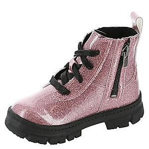 UGG Unisex-Child Ashton Lace Up Glitter Boot, Glitter-pink, 2 Little Kid