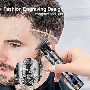 Professional Haircut Clippers and Trimmers Set, Suttik Cordless Ornate Hair Clippers for Men, Barber Clippers for Hair Cutting Kit with T-Blade Beard Trimmer Set, Knight, LED Display