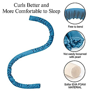 Heatless Hair Curler - IENIN Heatless Curling Rod Headband Hair Rollers for Long Hair Soft Silk Curl Ribbon with Hair Clips Scrunchies Hair Curlers to Sleep in Styling Tools(Darkblue)