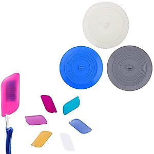 V-TOP 6 Pack Toothbrush Covers + 3 Pack Tub Stopper