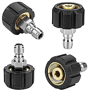 Pressure Washer Adapter Set, 2 Pair M22 Pressure Washer Quick Connect, M22 (M22-14MM) to 1/4'' Quick Connect Couplers, Hose Adapter for Power Washer Hose, 5000 PSI