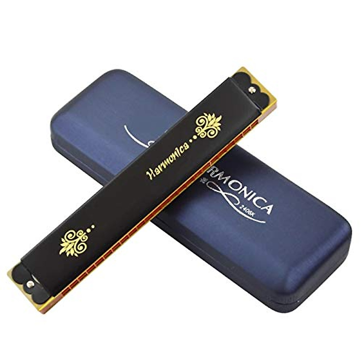 WAAZVXS Tremolo Harmonica 24 Holes Mouth Organ ABS Comb Brass Reeds Harp Musical Instruments Key C Professional (Color : Key of C)
