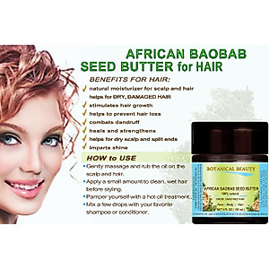 Botanical Beauty BAOBAB SEED OIL BUTTER 100% Natural RAW VIRGIN UNREFINED for Skin, Hair, Lip and Nail Care. 8 Fl. oz. - 240 ml. Rich in Vitamin E