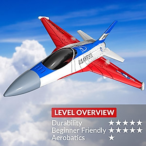 VOLANTEXRC RC Plane F-16 Fighting Falcon - 2.4Ghz 2CH Remote Control Airplane Jet Fighter Ready to Fly with Cool Lights, for Beginners, Boys and Girls (762-4)