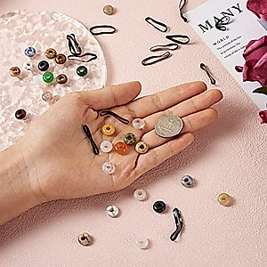 Spritewelry 15 Colors Natural Gemstone European Beads Rondelle Large Hole Loose Beads Dreadlock Hair Braid Beads Kits for Hair Braids Jewelry Bracelet Necklace Making