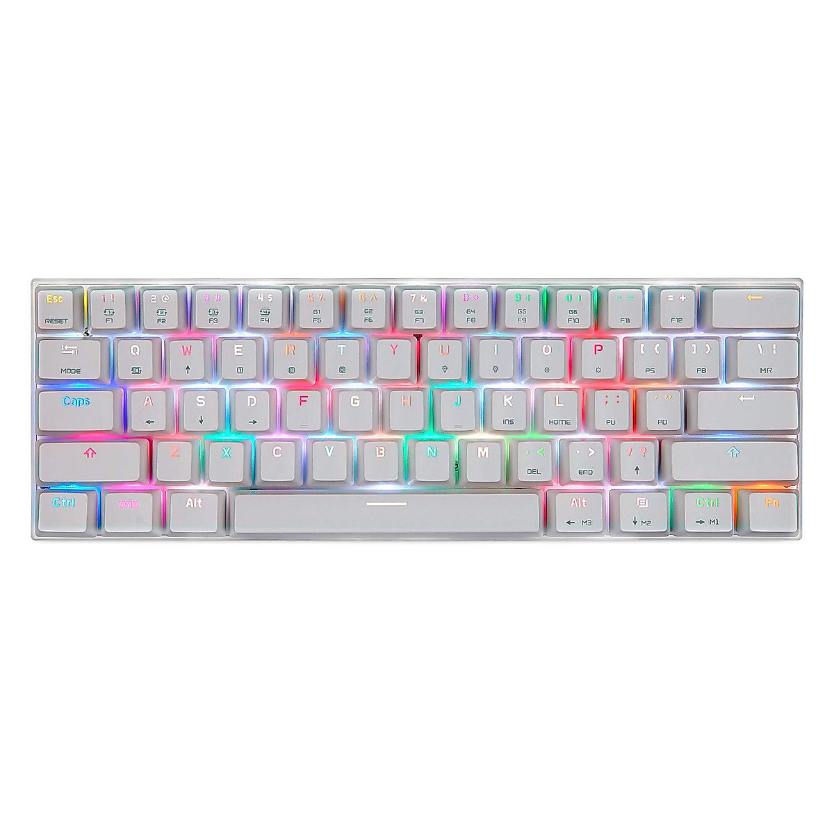 MOTOSPEED 60% Dual-Mode BT5.0/Type-C Mechanical Keyboard, 61 Keys Bluetooth Mechanical Keyboard,Gaming/Office Keyboard for PC/Mac Gamer (Red Switch, White)