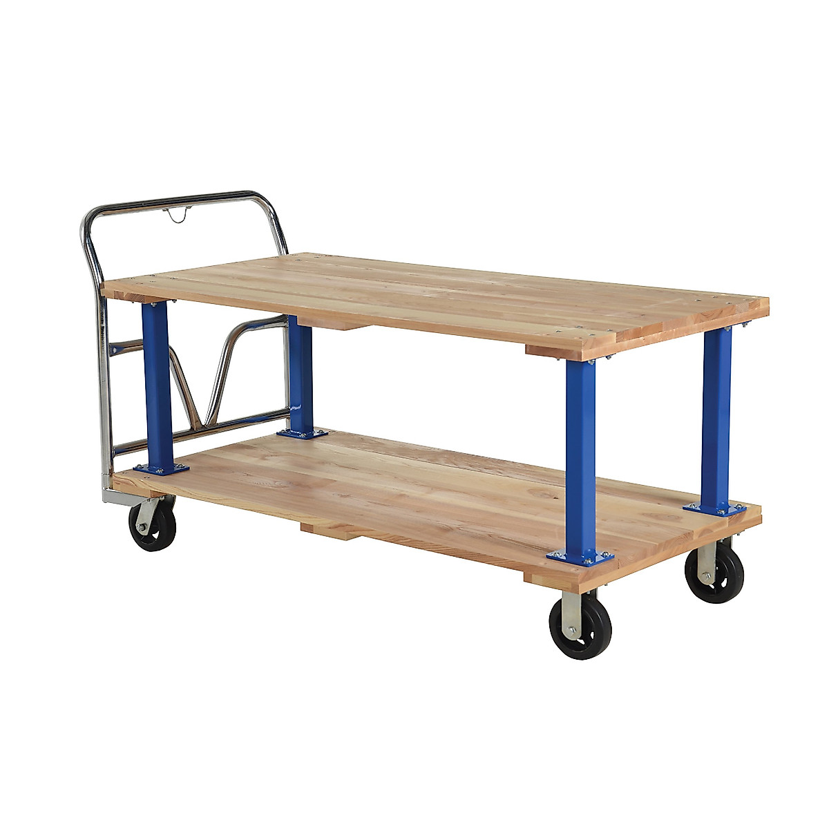 Vestil VHPT/D-3060 Double Decker Hardwood Platform Cart, 1600 lbs Capacity, 60" Length x 30" Width Deck, Overall Height (in.) 36-1/2, Lower Deck Height (in.) 9-1/2, Top Deck Height (in.) 29-1/2